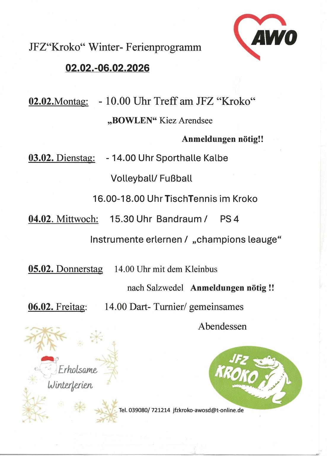 JFZ „Kroko“ Winter-Ferienprogramm – AWO Sozialdienst Altmark GmbH